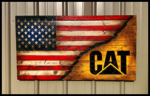American / Caterpillar Construction Equipment – American Flag Signs